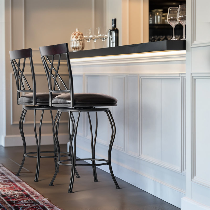 Red Barrel Studio Classic Country Style Counter Height Bar Stool with Metal Frame for Kitchen Island Pub Bistro Number of Stools 2 Seat Height Cou